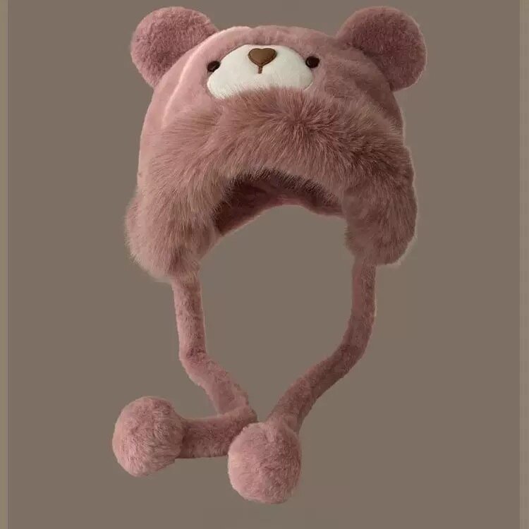 Новая зимняя плюшевая шапка для женщин с подвижными ушами, милая, толстая и пушистая, теплая и морозостойкая, защита ушей, шапка интернет-знаменитости Лэй Фэн