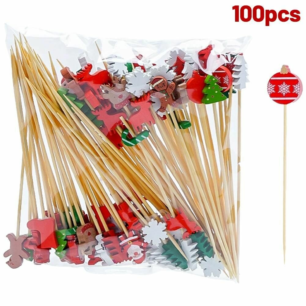 100 рождественских фруктовых бамбуковых палочек