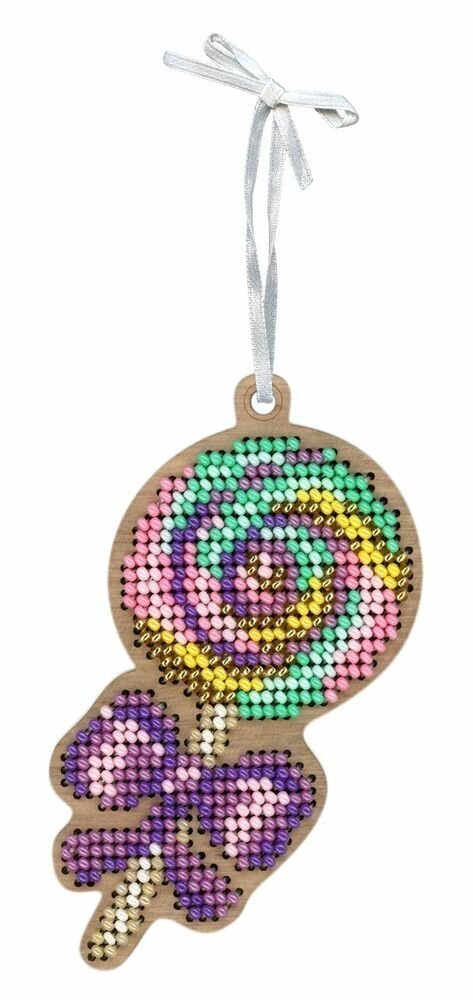 Набор для вышивания бисером Щепка "Ёлочная игрушка. Леденец" 6x9 см, Украшения Новый Год Праздники