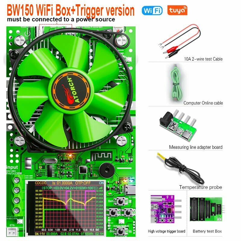ATORCH BW150 WiFi Box Trigger Тестер батарей 150 Вт