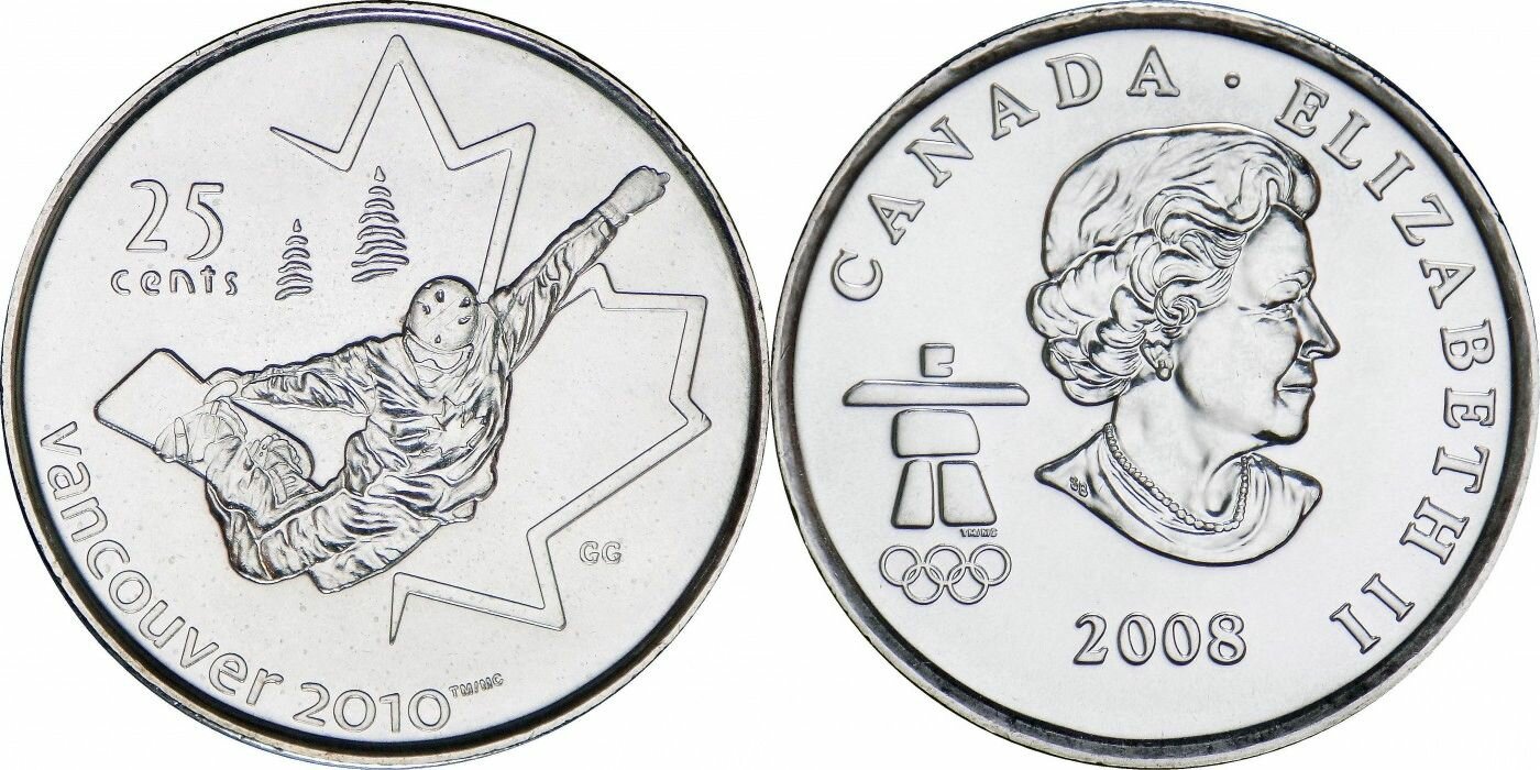 Канада 25 центов, 2008 XXI зимние Олимпийские Игры, Ванкувер 2010 - Сноуборд