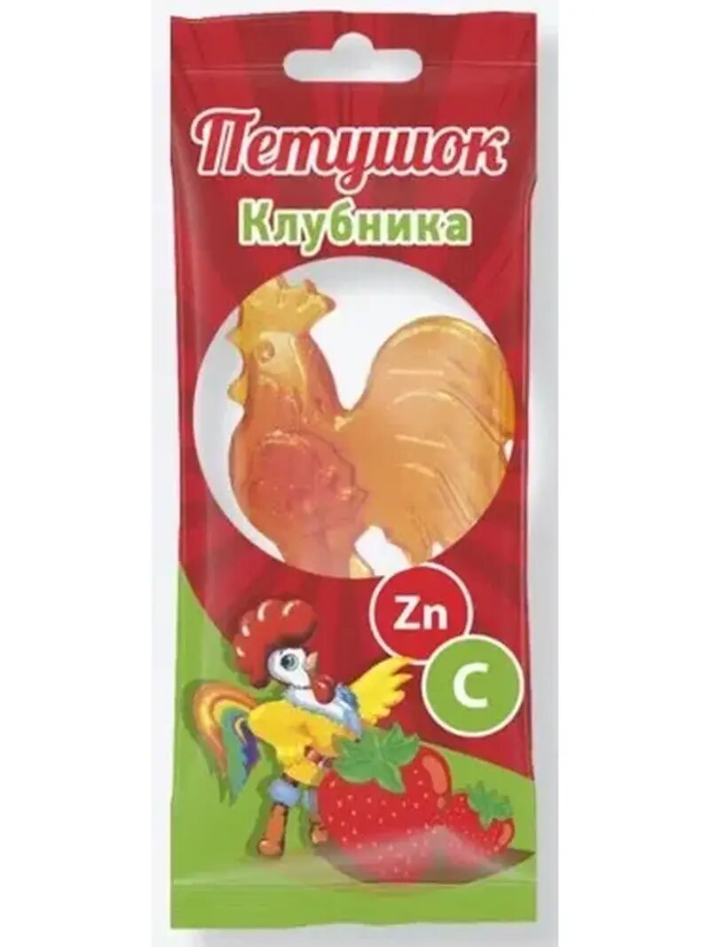 БАД Гуслица "Петушок", с витамином С и цинком, клубника, 17 г