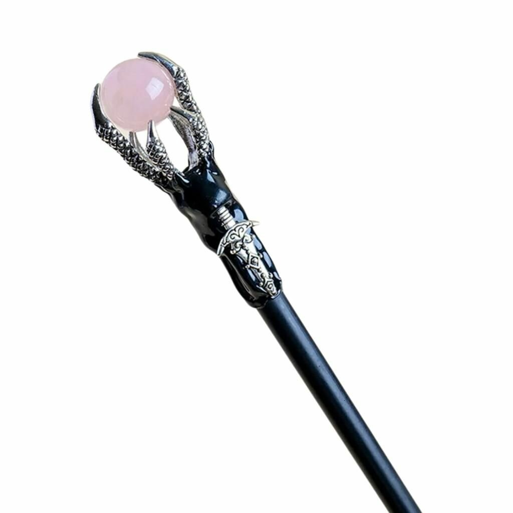 Волшебный посох с драконьей лапой, - Розовый кварц