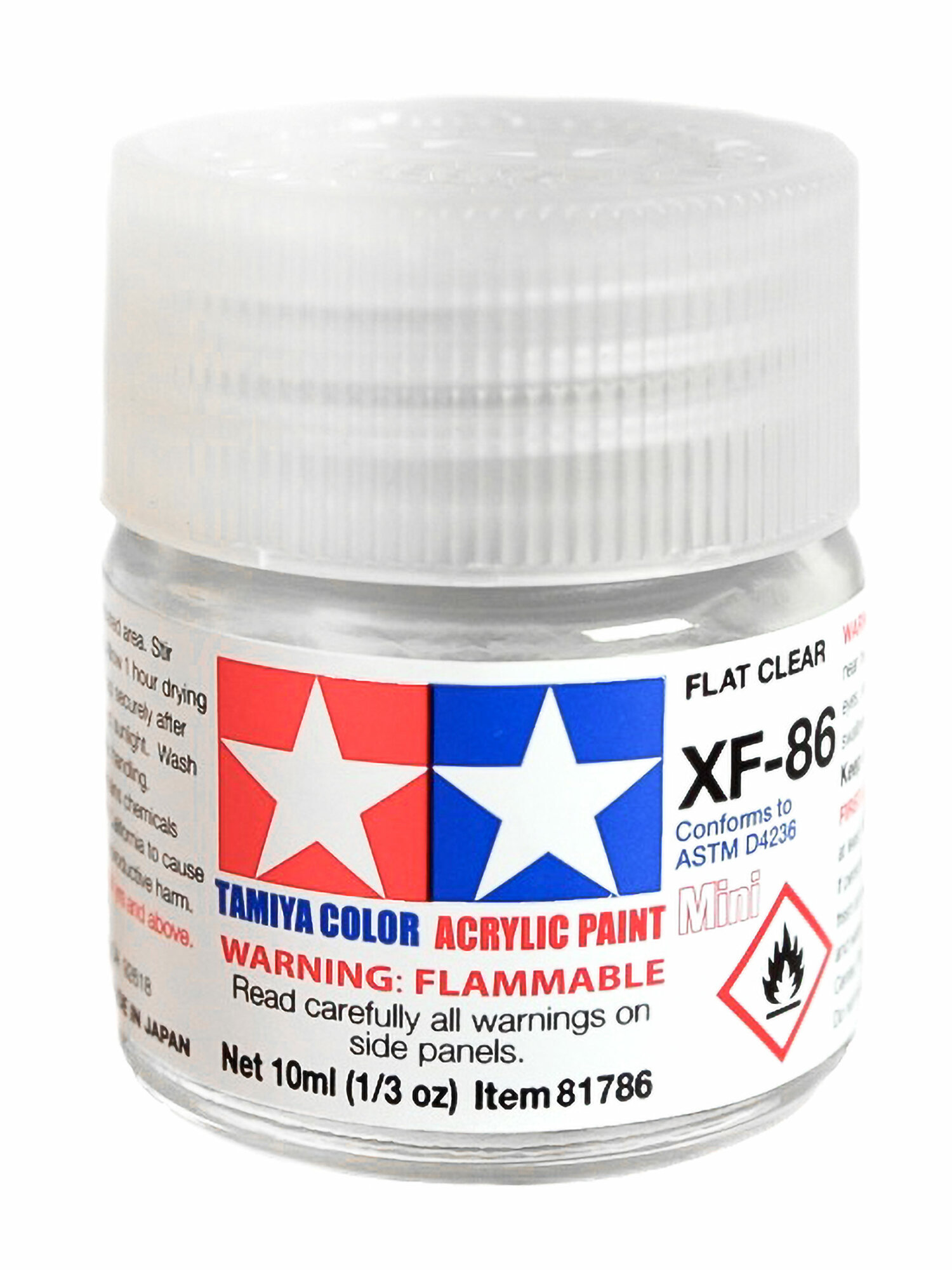 Лак акриловый прозрачный Tamiya Color XF-86 Flat Clear 81786 матовый, 10 мл