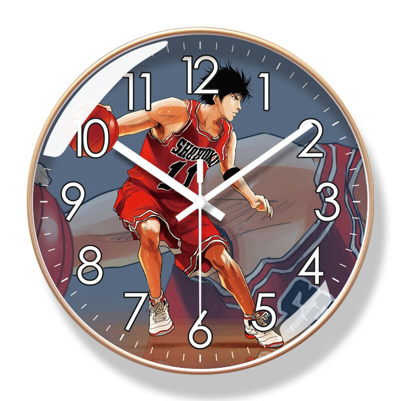 Горячая распродажа8062 Настенные часы для гостиной, часы Slam Dunk, бесшумные часы, настенные часы, современные бесшумные часы с длинным сроком службы батареи, кварцевые часы