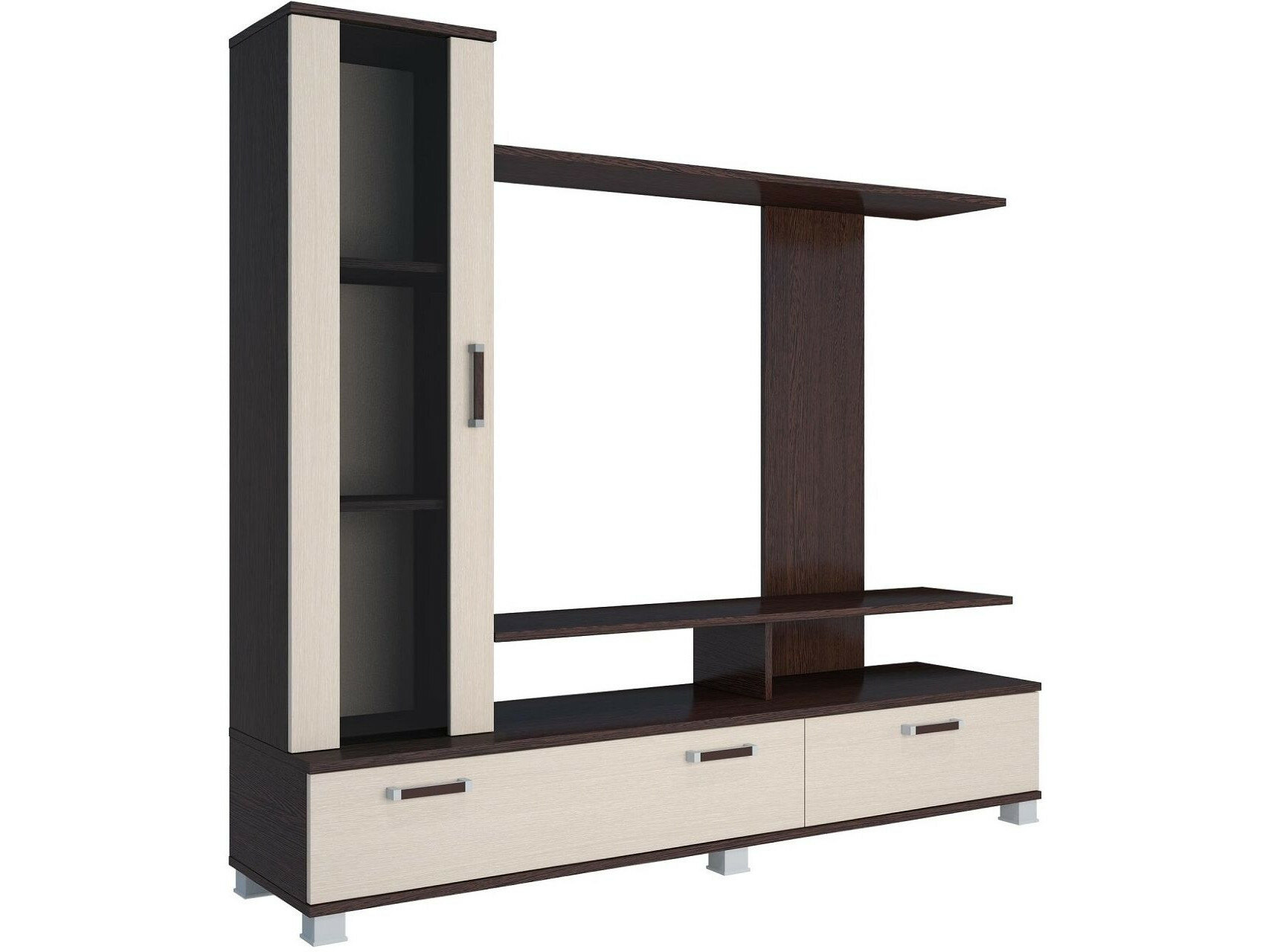 Гостиная, изготовленная из ЛДСП, в современном стиле, Венге/Дуб молочный