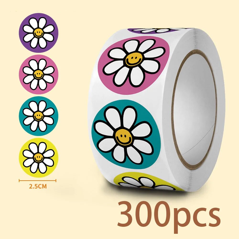 Наклейки с цветами и смайликами, 300 шт, Цвет: b3-300pcs