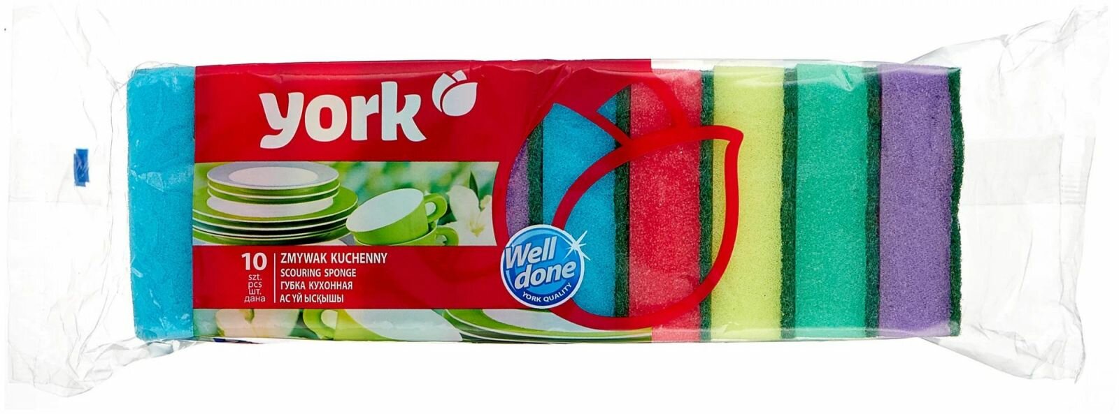 Губки для посуды York "Джамбо", кухонные, 10 шт