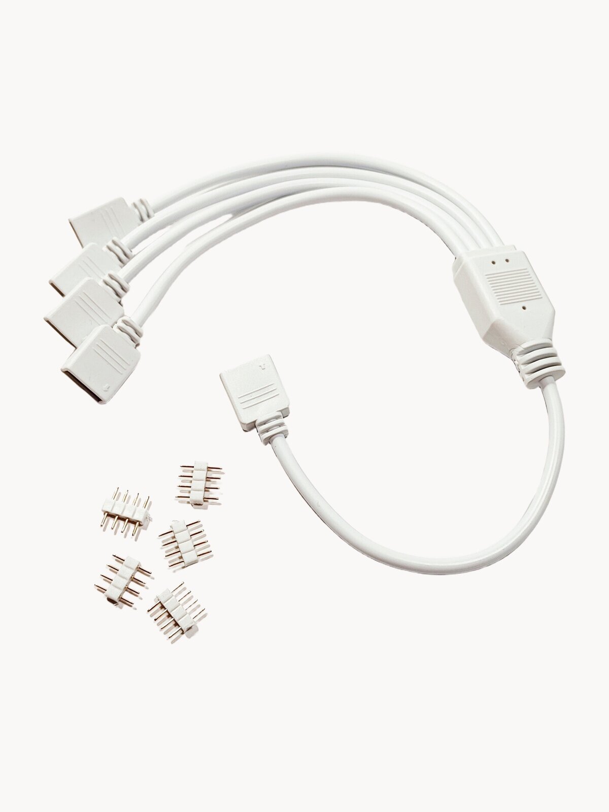 RGB разветвитель для вентиляторов, кабель на 4 разъема/выхода 4PIN 12V, 30 см (белый)