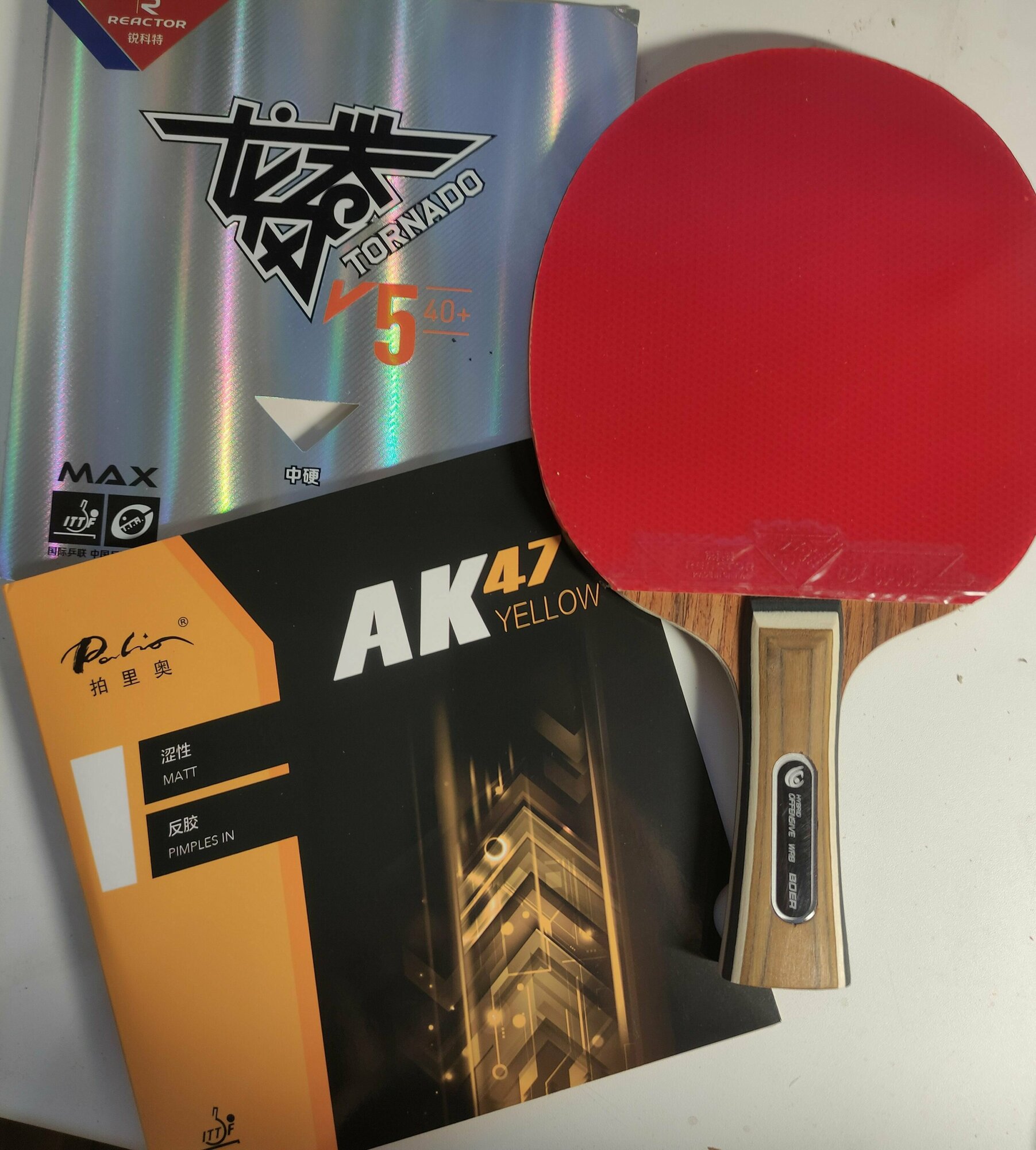 Ручная сборка! Ракетка для настольного тенниса / Palio ak 47 Yellow + reactor tornado V5 на Boer WRB / Атакующая сборка