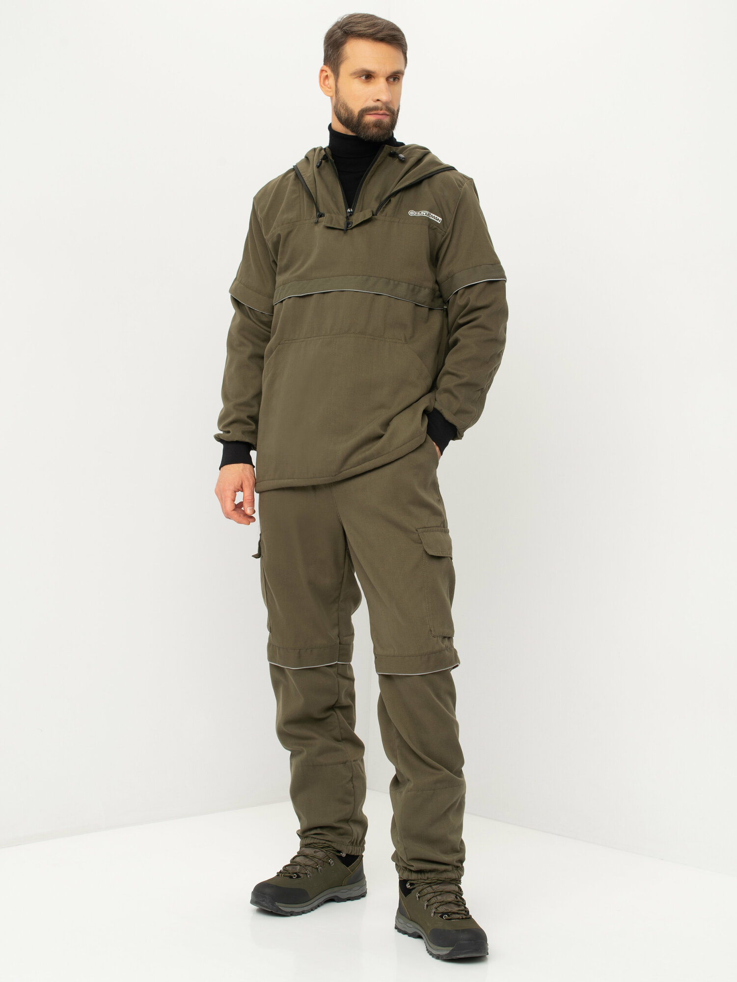 Костюм летний мужской Huntsman Антигнус-Люкс противоэнцефалитный, антимоскитный, ткань твил пич, цвет хаки (р.56-58/182-188