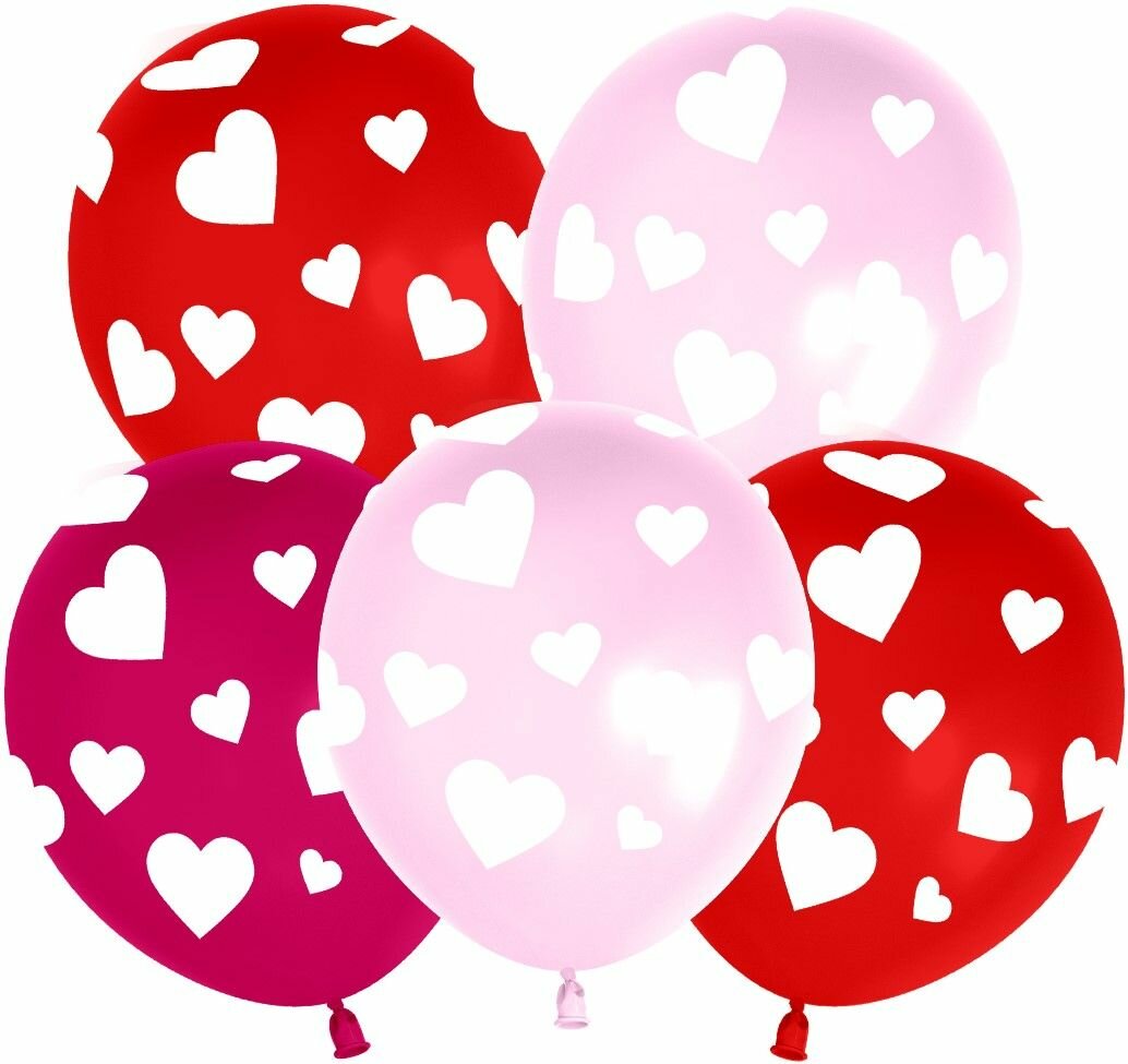 Воздушные шары на день всех влюбленных, 14 февраля Сердечки, 30 см, 25 шт