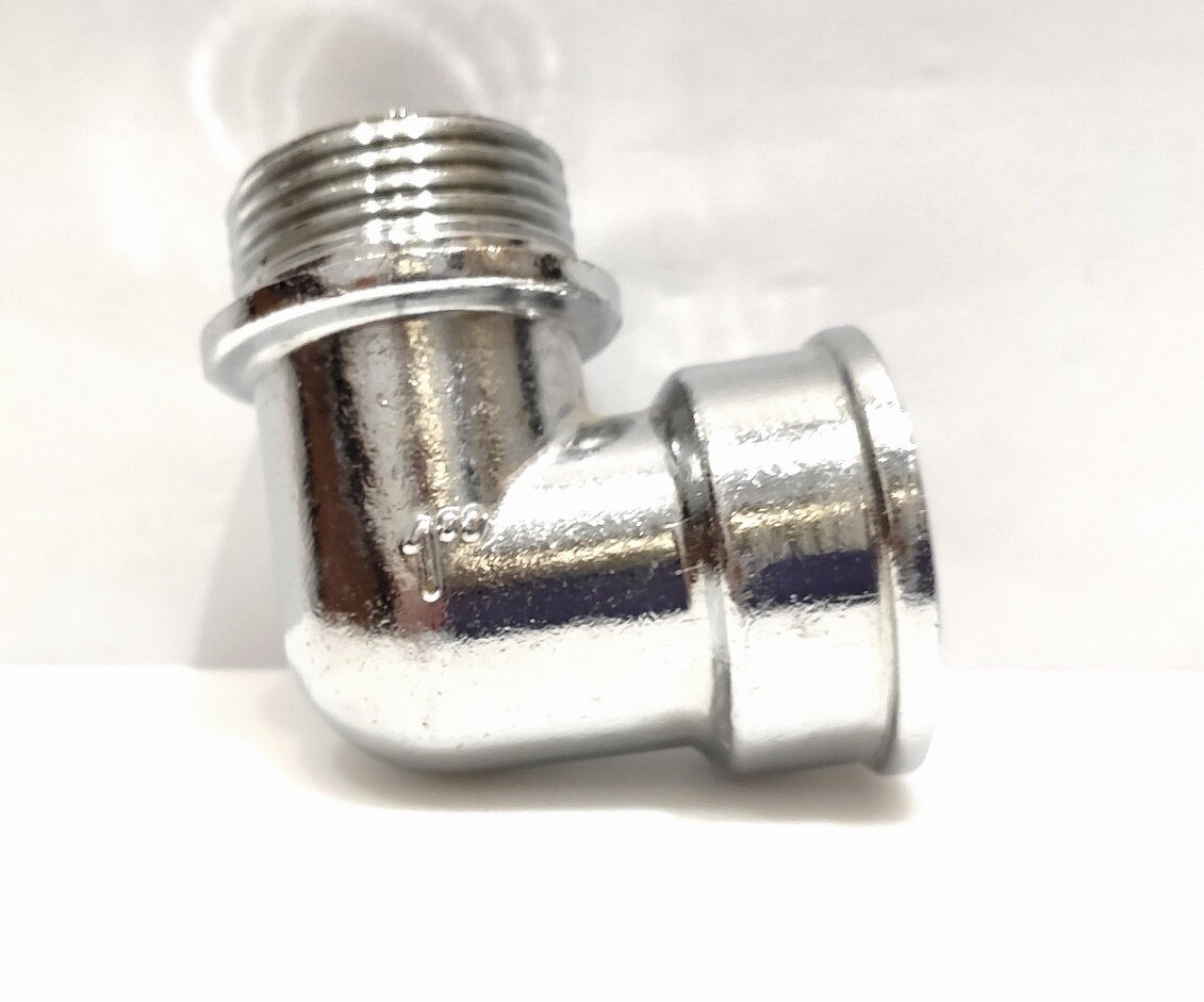 Уголок GF с наружной и внутренней резьбой с ребордой 1" хром