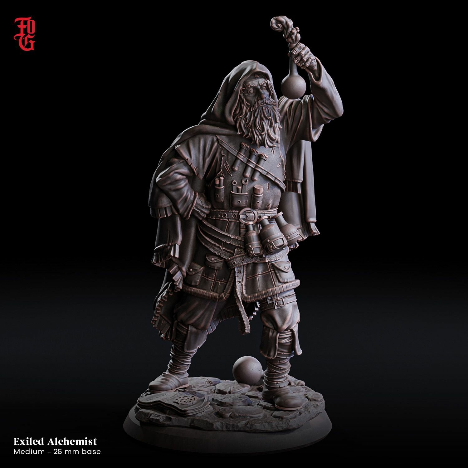 Миниатюра D&D "Изгнанный алхимик" 32 мм (DnD, Dungeons & Dragons, ДнД, Подземелья и Драконы, Pathfinder)