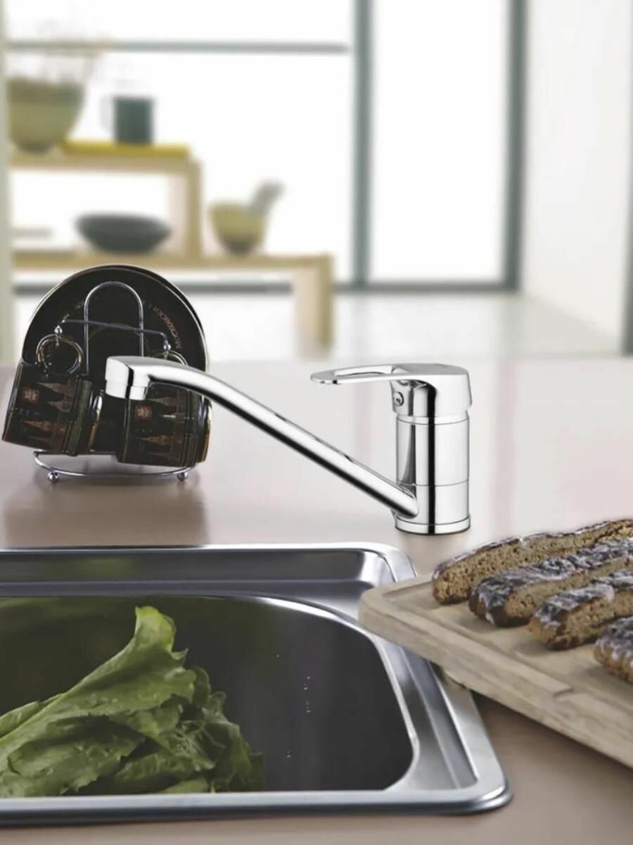 Смеситель ECONOCE EC0460, для кухни, гибкий подвод, покрытие хром