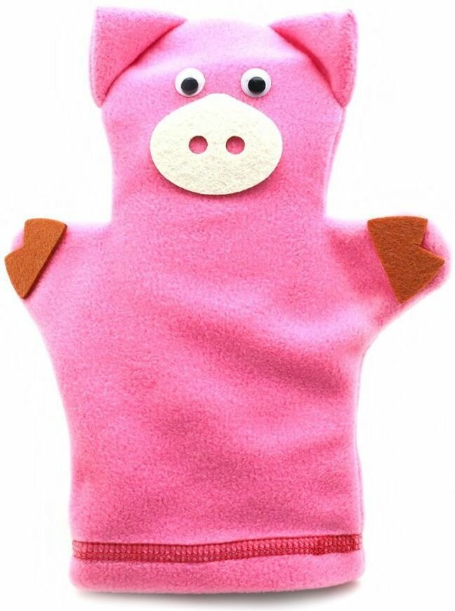 Кукла-рукавичка на руку Smile Decor "Поросенок" для кукольного тетра из флиса, мягкая игрушка-перчатка, перчаточная кукла бибабо