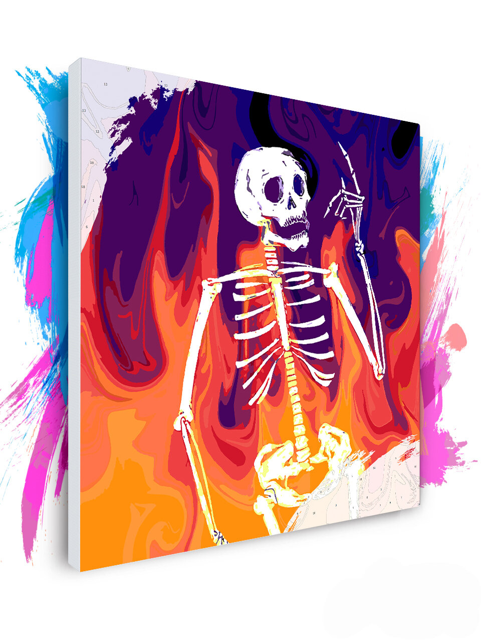 Картина по номерам на холсте Скелет в огне, 40 х 40 см