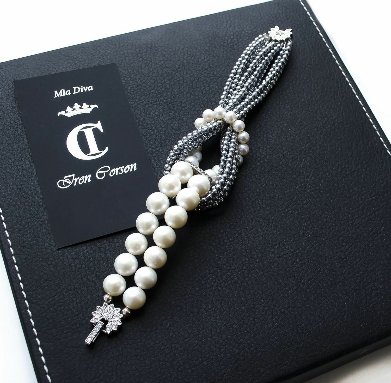 Браслет, жемчуг пресноводный, гематит