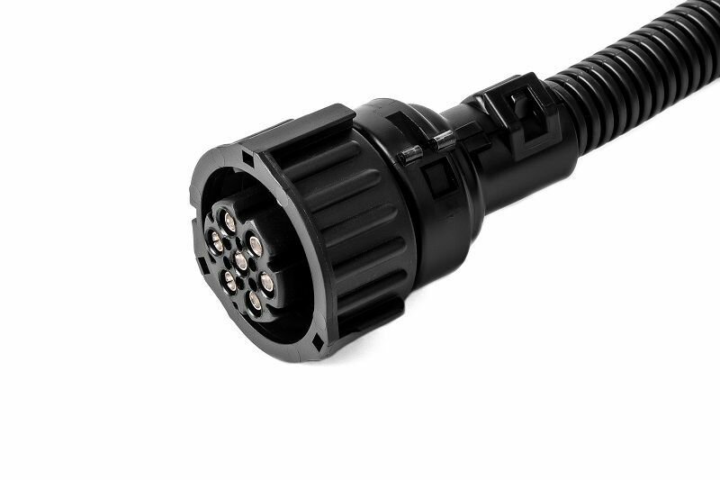 Разъем байонет для фар и фонарей Камаз, МАЗ, ГАЗель / 7-ми контактный, с прямым адаптером, для фар и фонарей 233775/2313775, с проводами в гофре / OEM 967650