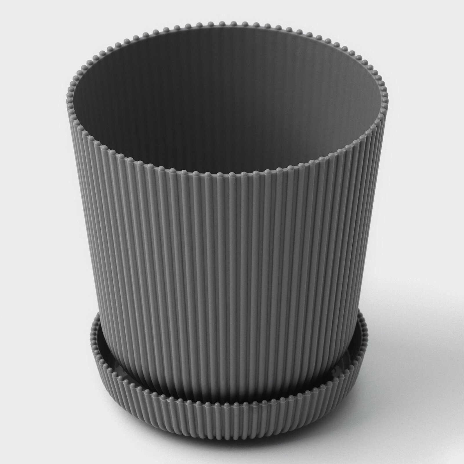 Горшок для цветов с поддоном, 12×11.5 см, пластиковый, серый