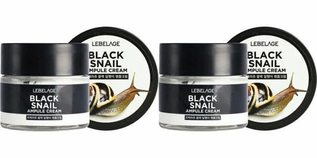 Lebelage Крем для лица Ampule Cream Black Snail ампульный, с муцином черной улитки, 70 мл, 2 шт