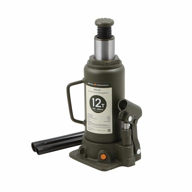 Домкрат гидравлический, бутылочный, 12 т 200-380 мм
