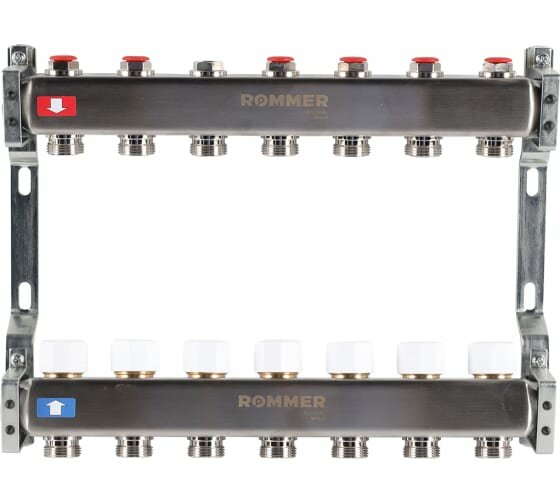 Коллектор из нержавеющей стали без расходомеров ROMMER 7 выходов RMS-3200-000007