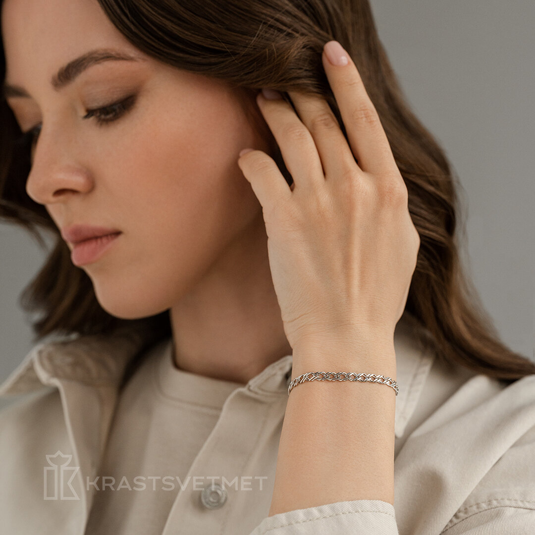 Браслет-цепочка, серебро, 925 проба, родирование