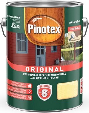 Кроющая Декоративная Пропитка Pinotex Original 0.9л для Дачных Строений с Защитой до 8 лет, Белая, под Колеровку / Пинотекс Ориджинал.