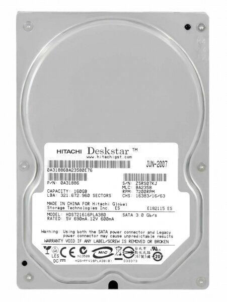 Жесткий диск Hitachi 0Y30006 164Gb SATAII 3,5" HDD