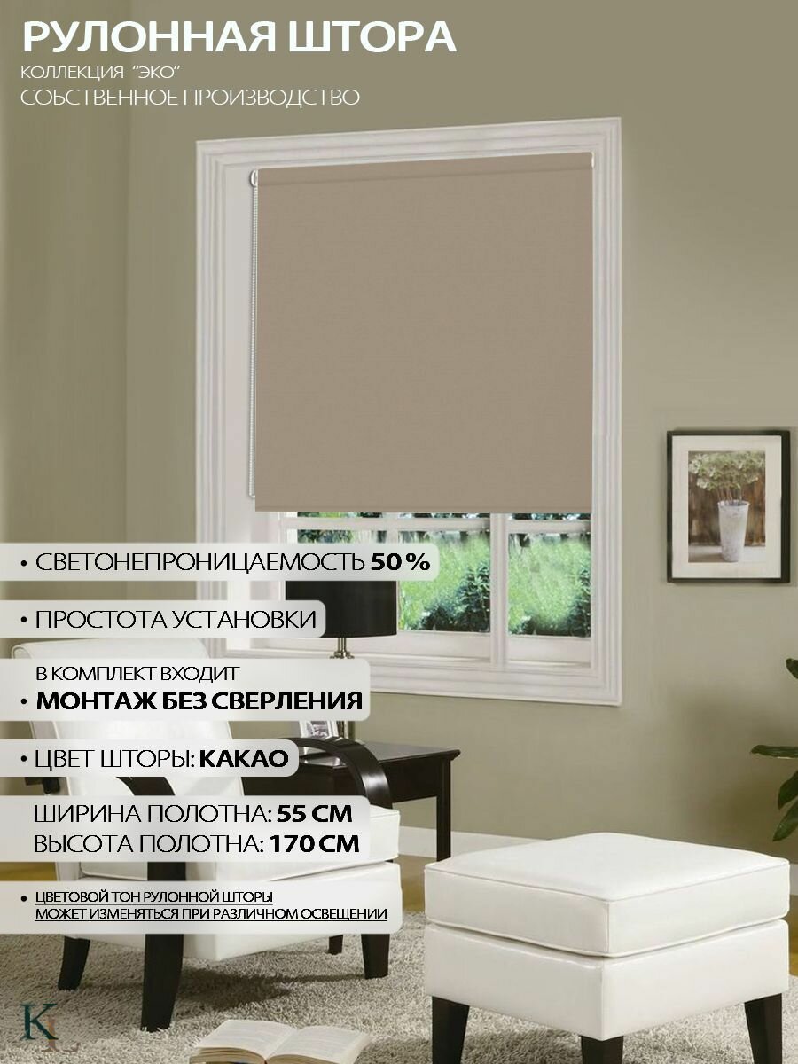 Рулонные шторы на окна Эко Классик 55х170см