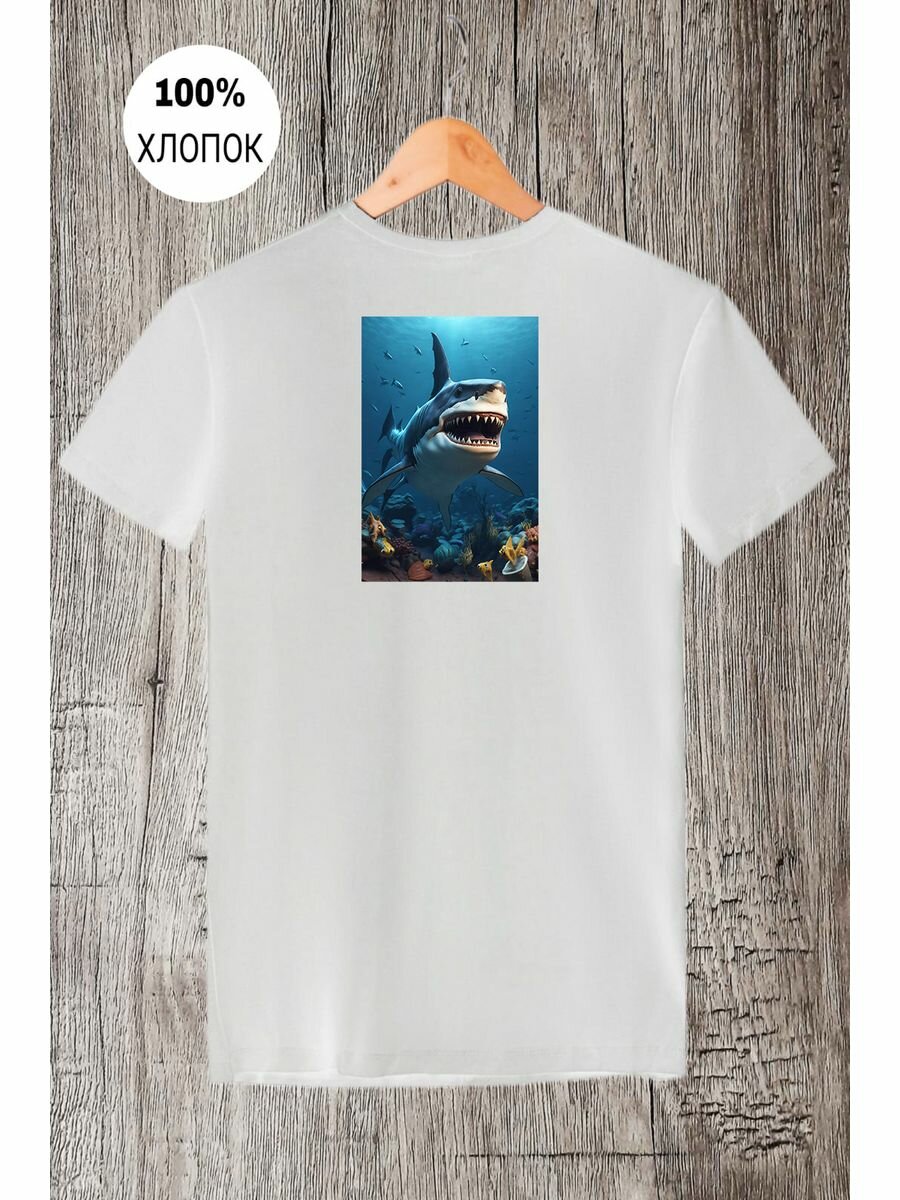 Футболка акула в океане подводный мир