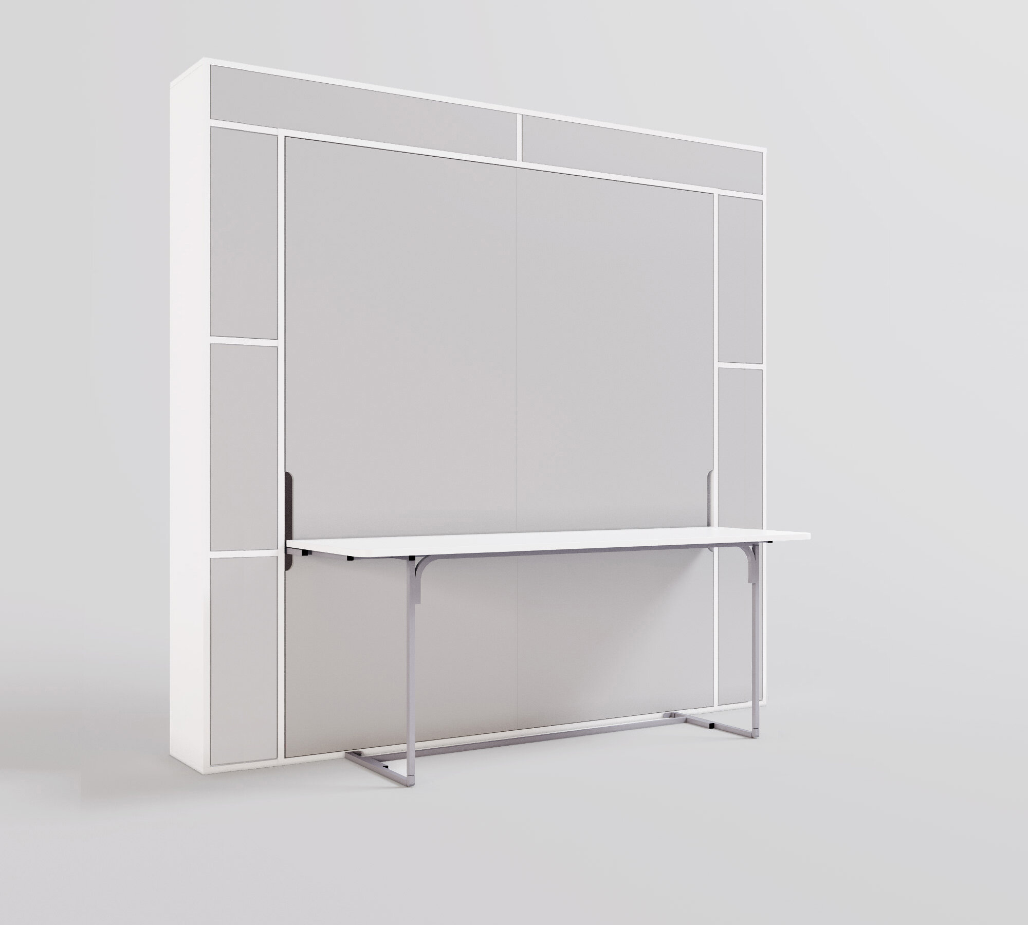 Шкаф кровать-трансформер со столом Летто Таволо 1800 Форма с расширенными полками Тренд