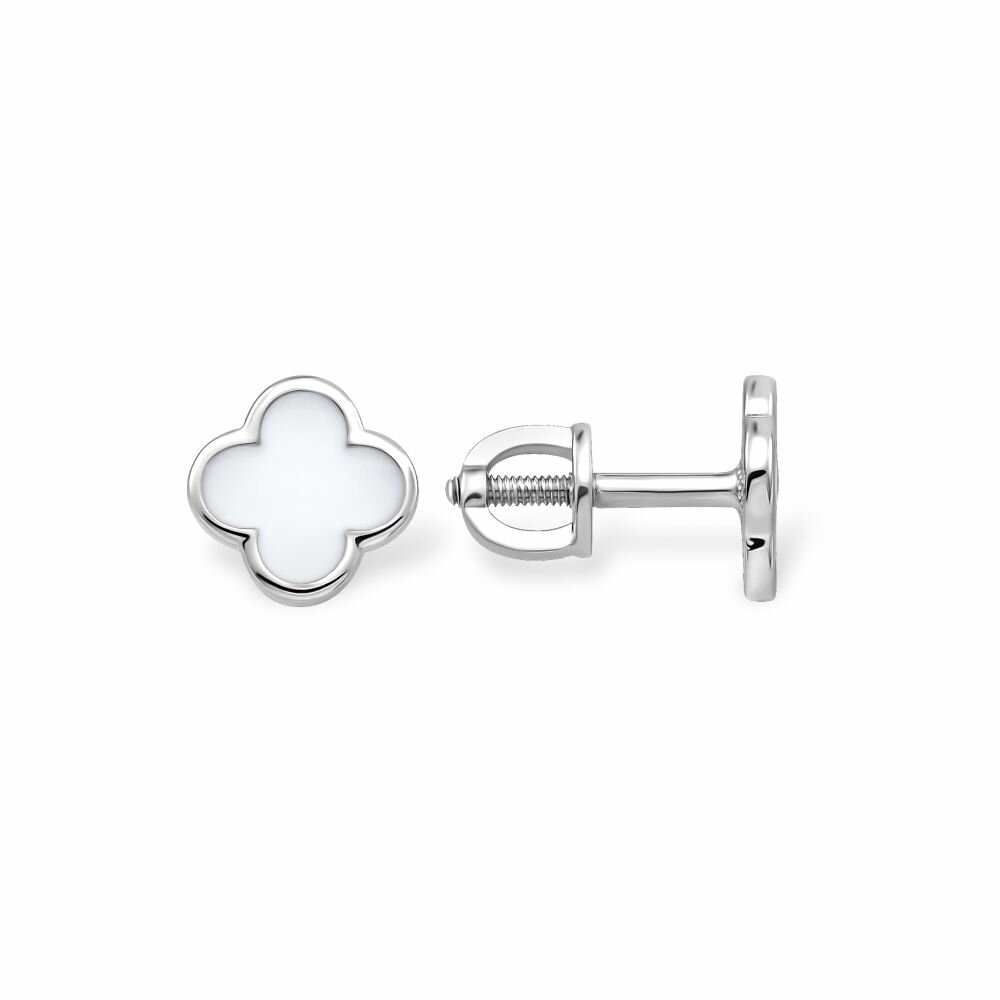 Серьги пусеты серебро, 925 проба, родирование, эмаль