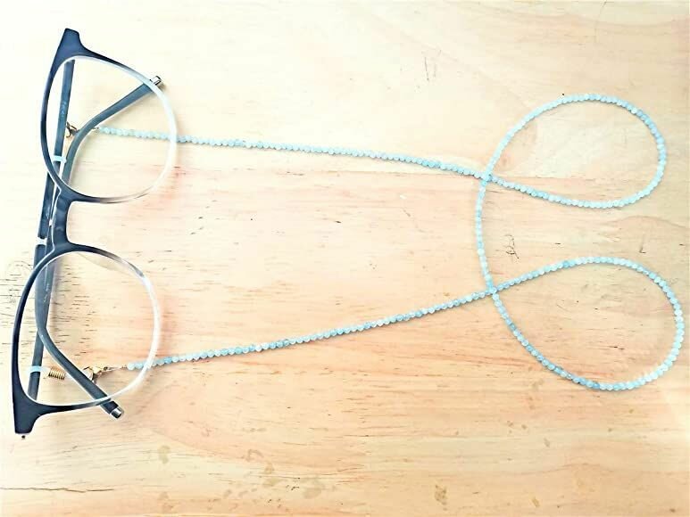 Цепочка для очков из натурального граненого аквамарина шнурок для очков держатель для очков Hrustalek