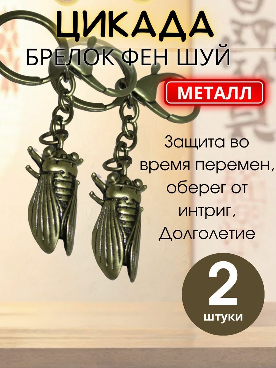 Брелок Цикада Фэн-шуй 2 штуки бронза