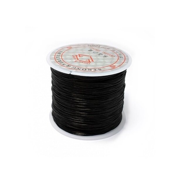 Леска- резинка, спандекс, нить, резинка для рукоделия и бисероплетения, толщина 6 мм, цвет: черная, намотка 7 м.