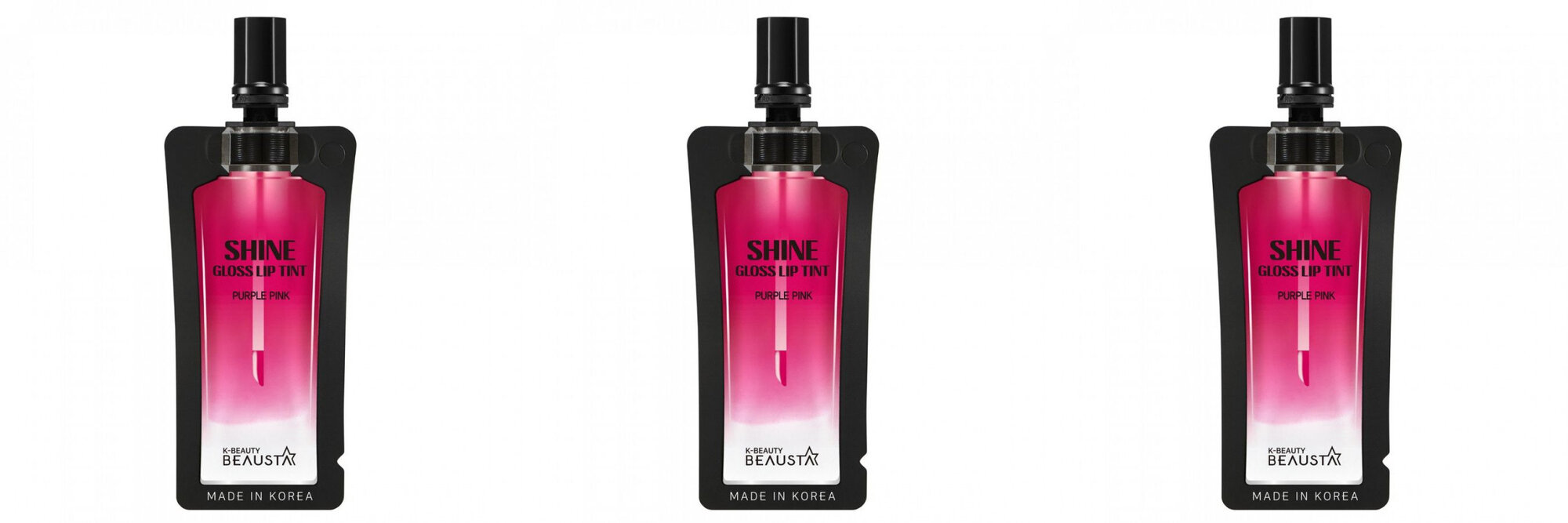 Тинт для губ Beausta Shine Gloss Lip tint #2, пурпурно-розовый, 4 мл, 3 шт