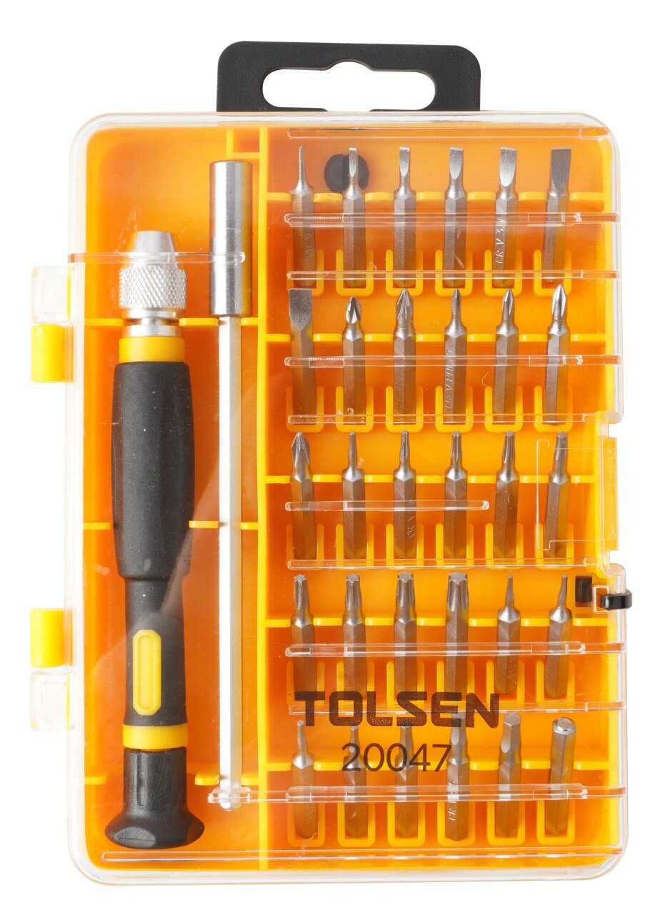 Набор вставок (бит) 1/4", PH, PZ, Hex, Torx, Slotted, прецизионных, 32 предмета TOLSEN TT20047s