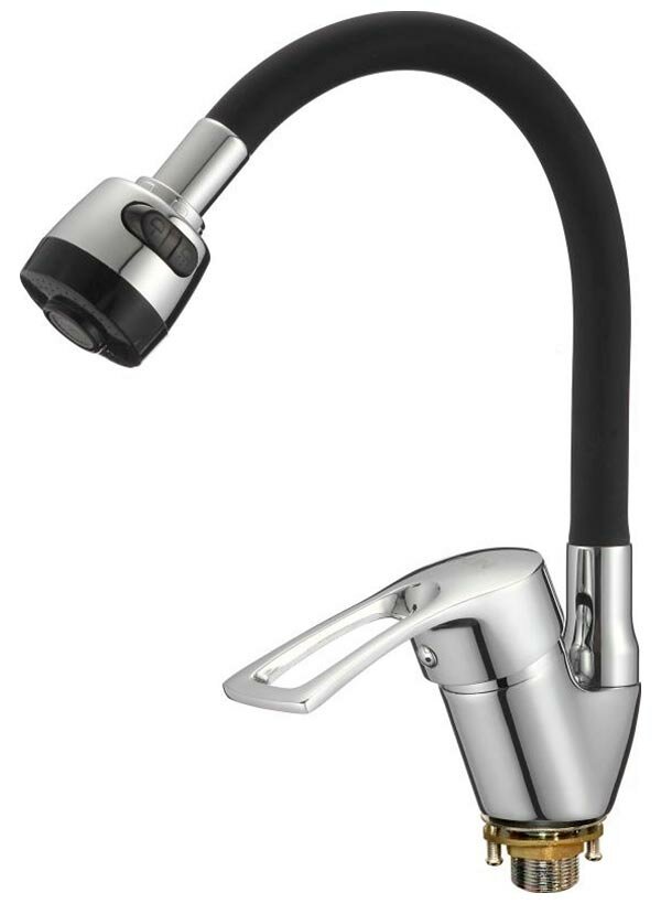 Смеситель для кухни с гибким изливом D-Lin хром/черный (D150422-1T)