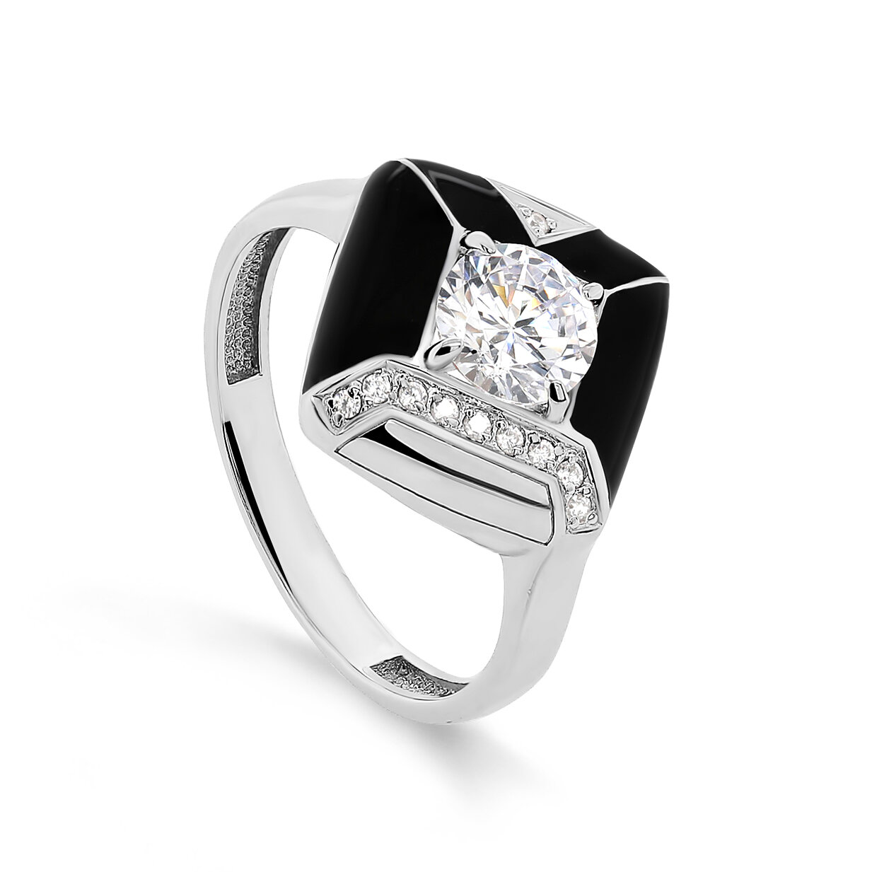 Кольцо, серебро, 925 проба, фианит