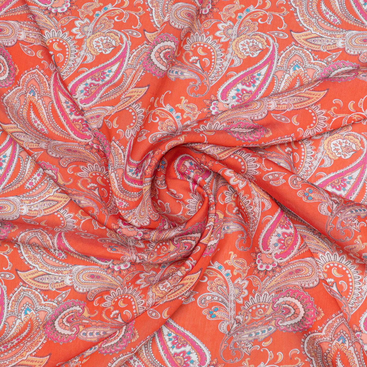 Батист, терракотово-фиолетовый пейсли