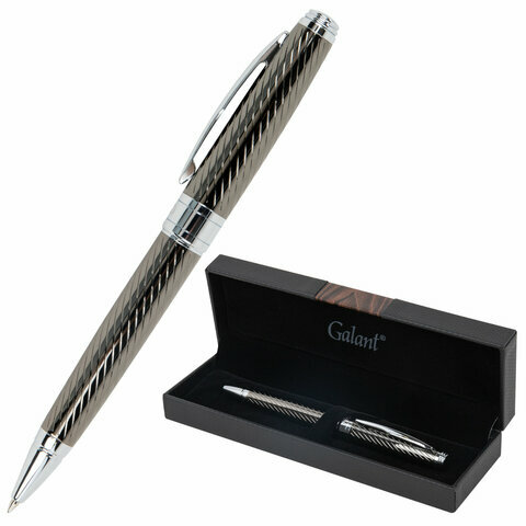 Ручка подарочная шариковая GALANT "Gotter", корпус оружейный металл, детали серебро, узел 0.7 мм, линия письма 0.5 мм, синяя, 144176