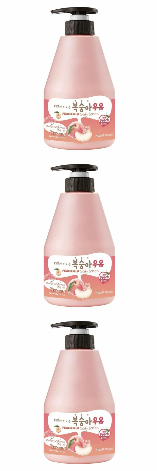 WELCOS Лосьон для тела Kwailnara Peach Milk Body Lotion, 560 гр, 3 шт.