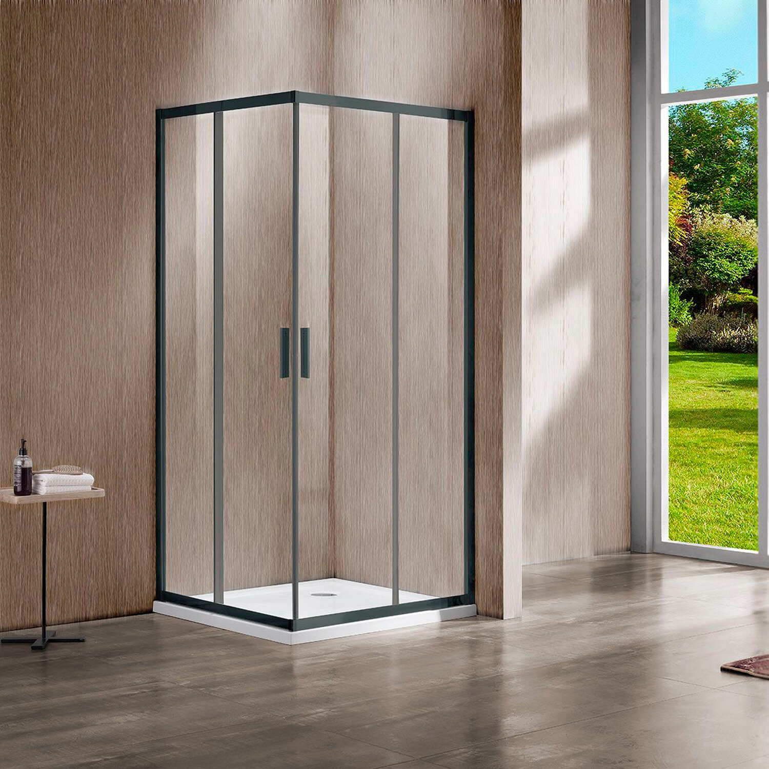 Душевой уголок Vincea Garda VSS-1G900CLGM, 900х900, вороненая сталь, стекло прозрачное