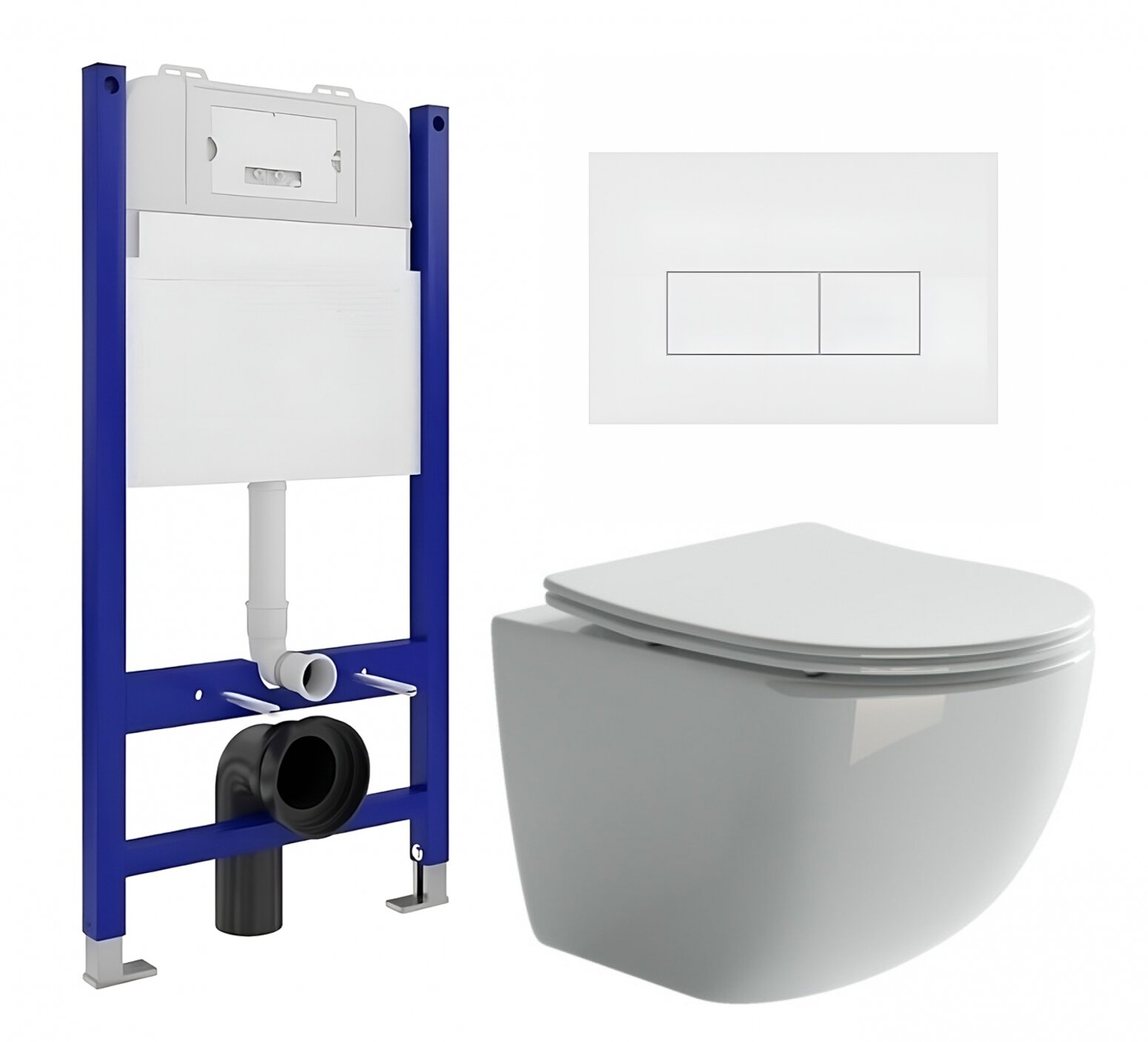 Комплект 3 в 1 инсталляция Enio Tecnico 50 EN8050050 + Унитаз подвесной Ceramica Nova Forma CN3009 + кнопка белая матовая Rettangolo