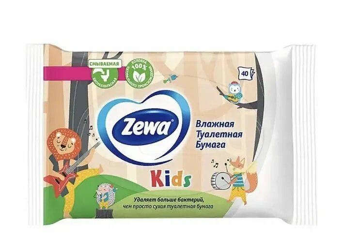 Влажная туалетная бумага Zewa Детская , 40шт