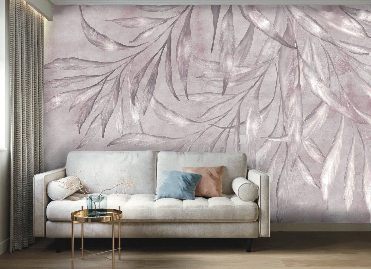 Фреска бесшовная "Каменная ива" пудровый розовый текстура бетон (ширина 2550мм х длина 2500мм)