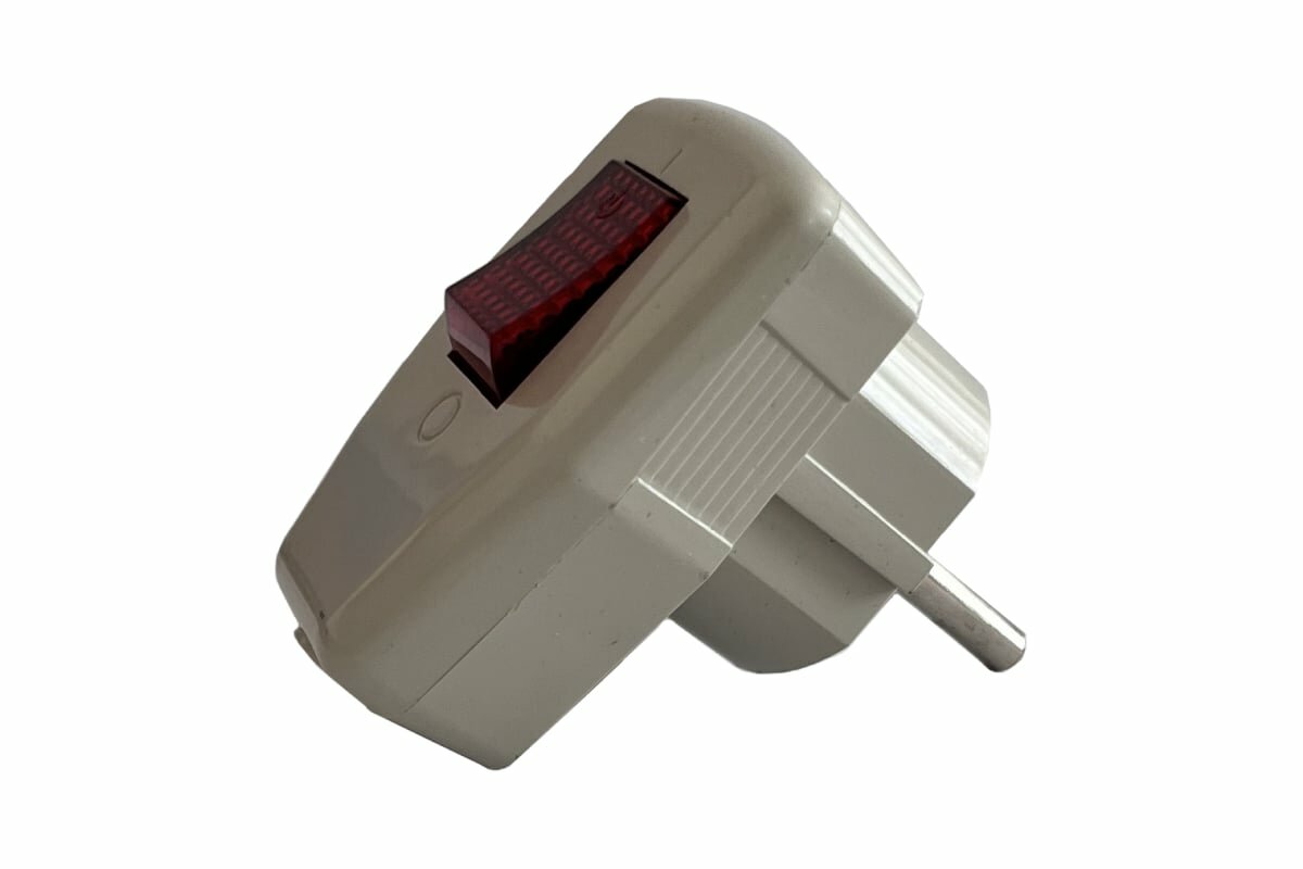 DORI Угловая вилка с выключателем и заземлением, серого цвета 16702 для бытового применения