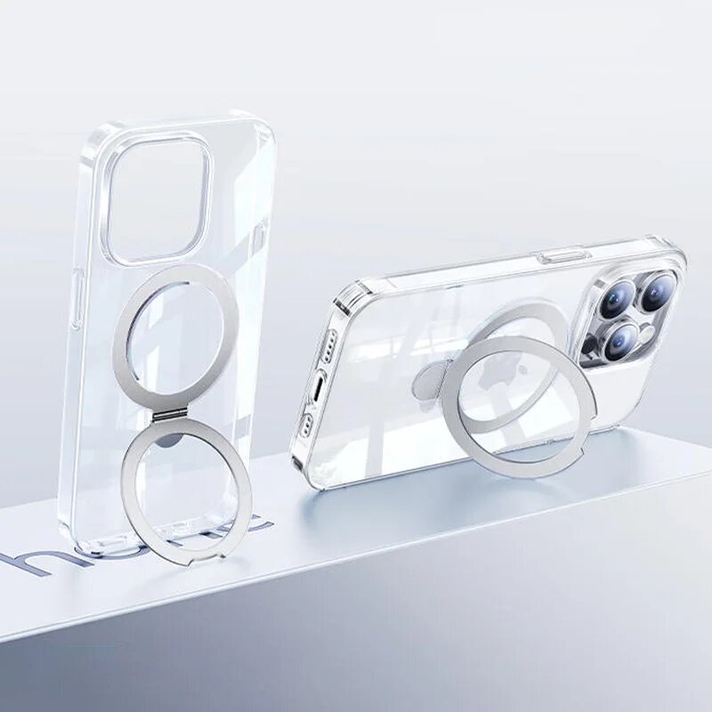 Чехол Baseus с магнитной подставкой для iPhone 16, 15, 14, 13 Pro Max Для iPhone 16 Про, Clear White